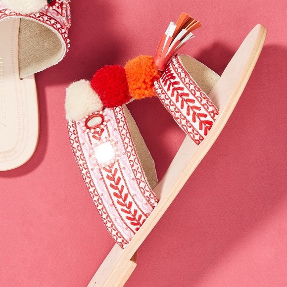 Antik Batik | Shoes | Anthropologies Antik Batik Pom Pom Sandals | Poshmark